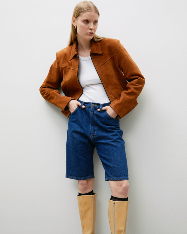 Upcycled Cognac Jacket – Minimalist Design for Women | worn